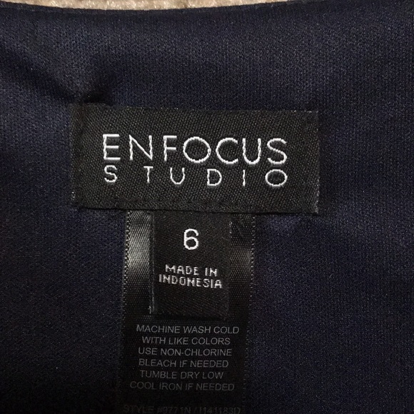 Enfocus Studio | Dresses | Enfocus Studio Dress Sz 6 Pattern Black Blue ...